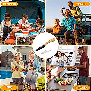 Paring Knife with Sheath Set of 3 Pieces Black Kitchen Knives 3.5 inch Cut Through So Easy