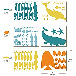 Ocean Wall Decal- Under The Sea Fish Vinyl Wall Stickers for Kids Boys Girls Room Bedroom Nursery Decor