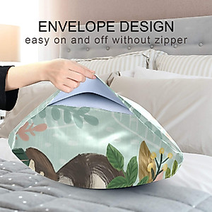 xigua Sloth Satin Pillowcases Breathable Pillow Case for Hair and Skin, NO Zipper Pillow Cover with Envelope Closure for Sofa Bed Couch, Queen Size 20 x 30 Inch