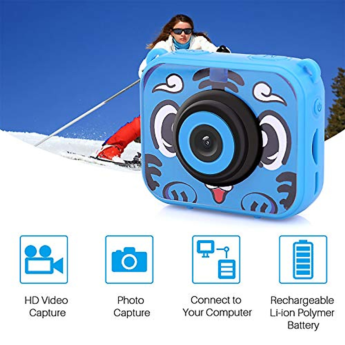 Digital Camera, Kids Camera Waterproof Vlogging Camera Sports Camera, Shockproof Anti-Fall Compact Portable Mini Cameras with Powerful Battery Life,Gift for Girls Boys