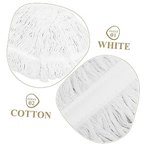 Luxshiny Mop Replacement Head Household Mop Pad Mop Head Wet Mop Head Refill Reusable Mop Pad Commercial Mop Head Floor Cleaning Mop Head Dust Wet Mop Head Cotton Thread White