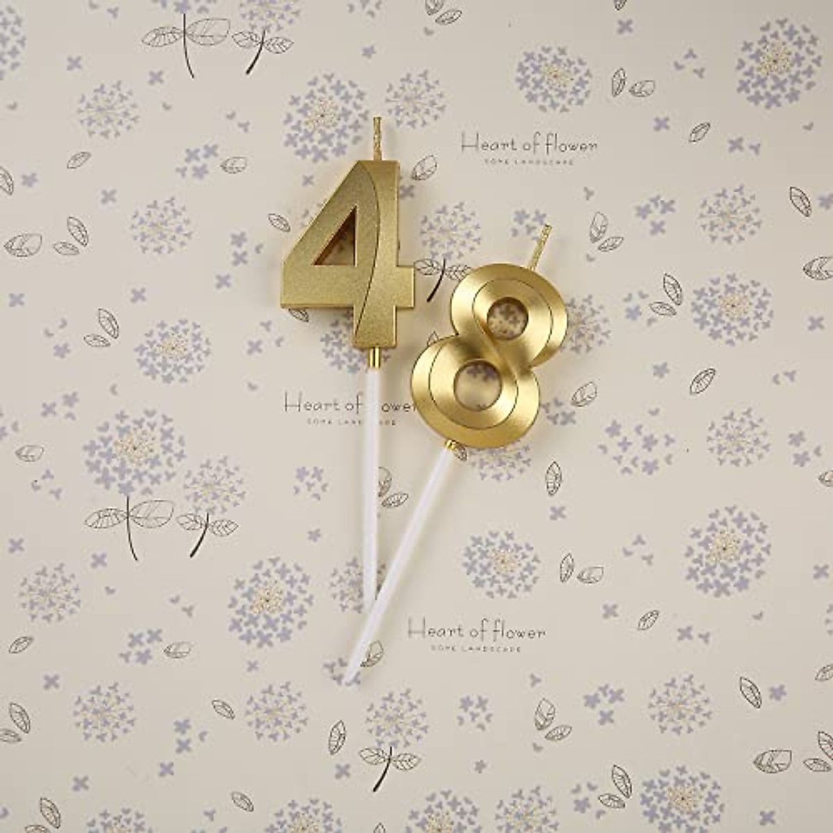 Gold 48th & 84th Birthday Candles,Gold Number 48 84 Cake Topper for Birthday Decorations Party Decoration