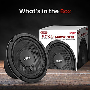Pyle Single Voice Coil Car Subwoofer - 6.5 Inches, 150 Watts at 4-Ohm Car Audio Powered Subwoofer, Injection Cone with Rubber Edge, Car Subwoofer, Audio - PLMW63 Black