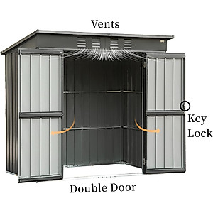Domi Outdoor Storage Shed 5x3 FT, Metal Tool Sheds Galvanized Steel,Outdoor Tool Shed with Lockable Double Door for Patio,Backyard,Garden,Lawn