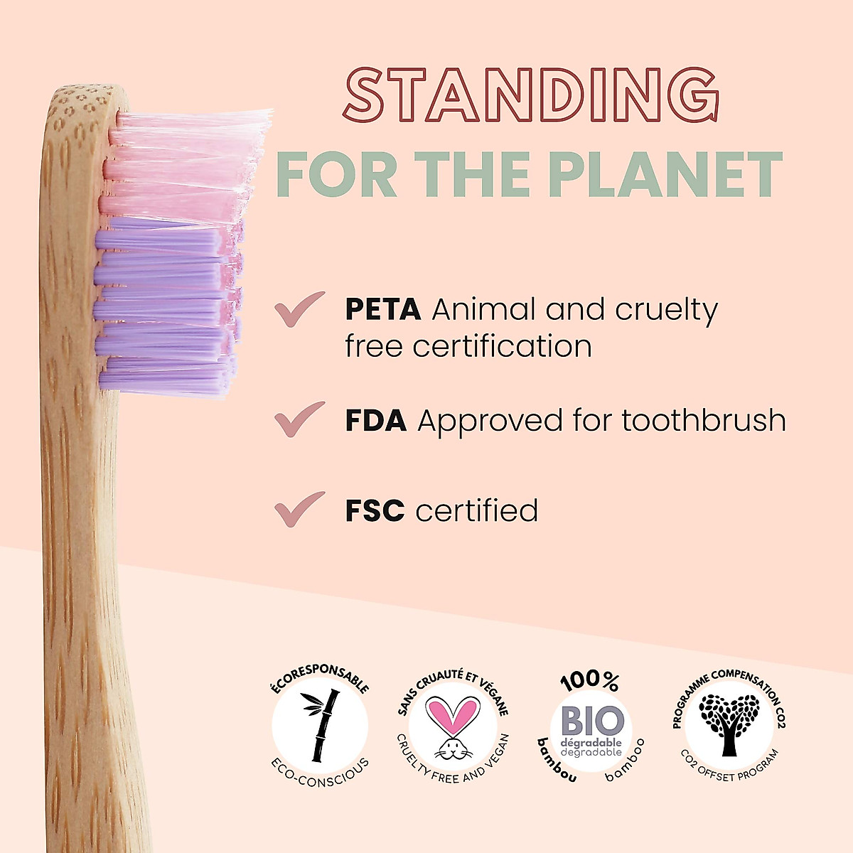 The future is bamboo Unicorn Toothbrush for Kids - Made from Sustainable Bamboo for a Natural & Eco-Friendly Feel, Soft Wave Bristles, Biodegradable Wooden Handle | (Pack of 4, Unicorn)