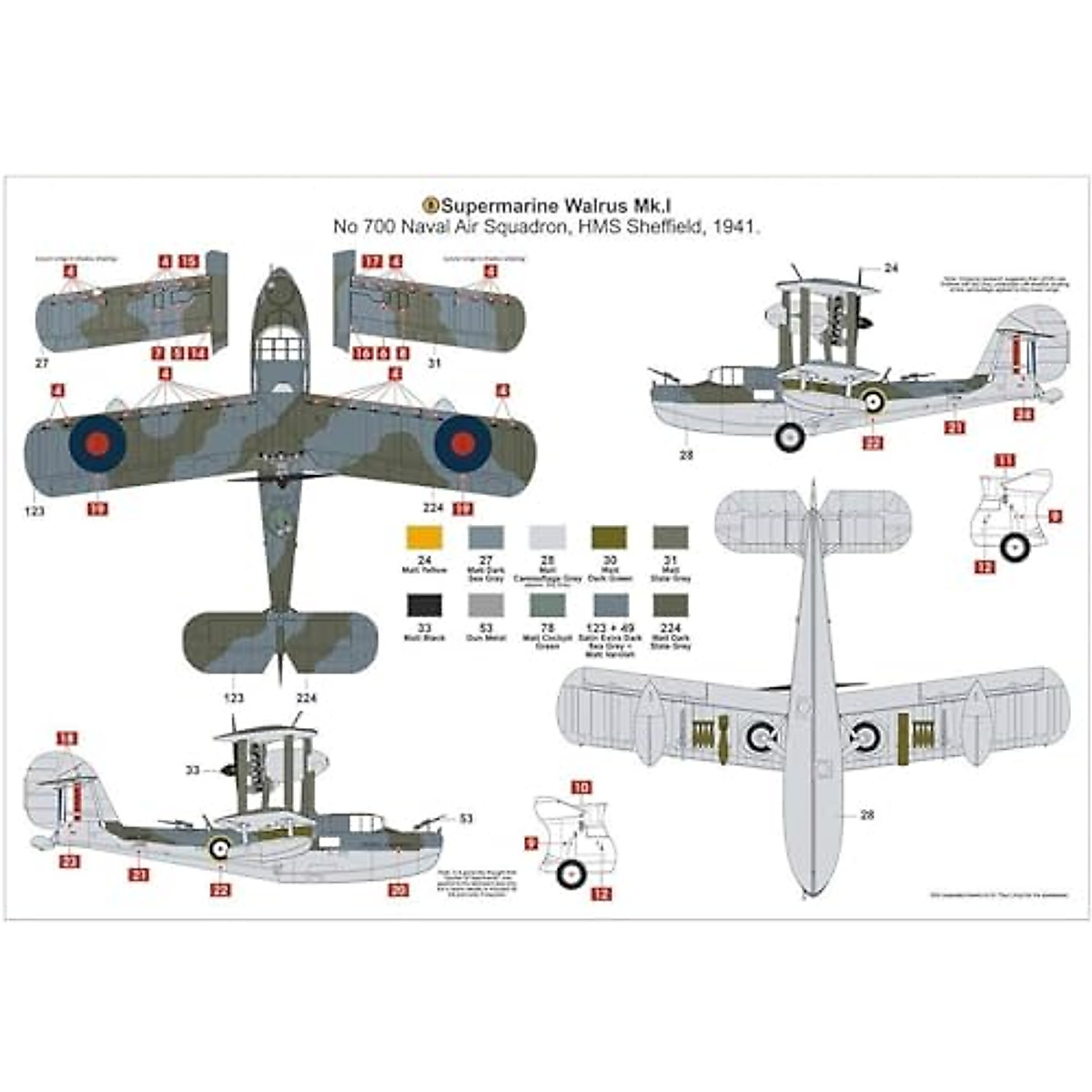 Airfix Model Airplane Kit Gift Set - A09183 Supermarine Walrus Mk.I, Plastic Plane Model Kits for Adults & Kids 14+, Skill Level 3, 1:48 Scale WW2 Military Aircraft Models - Real Aeroplane Models