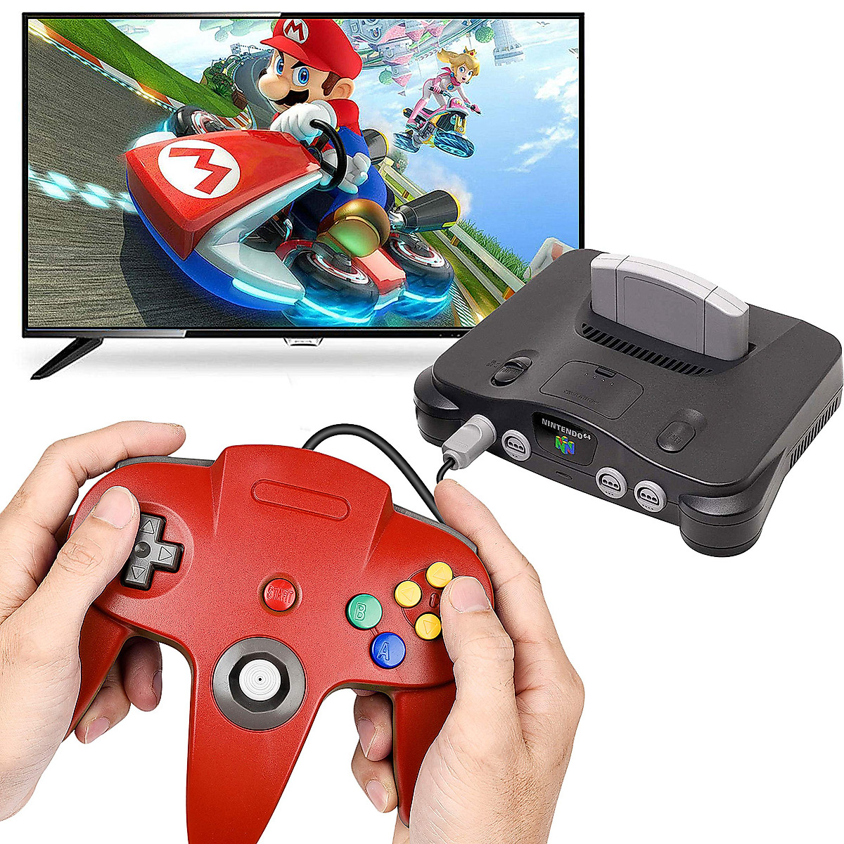 4 Pack Classic 64 Controller, suily Game pad Joystick for 64 - Plug & Play (Non PC USB Version) (Red/Blue/Clear Green/Clear Blue)