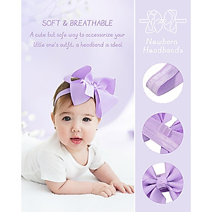 jollybows 20pcs Baby Girls Grosgrain Ribbon Hair Bows Headbands 6" Elastic Hair Band Hair Accessories for Infants Newborn (Multicoloured 6“ Bows Elastic Headband)