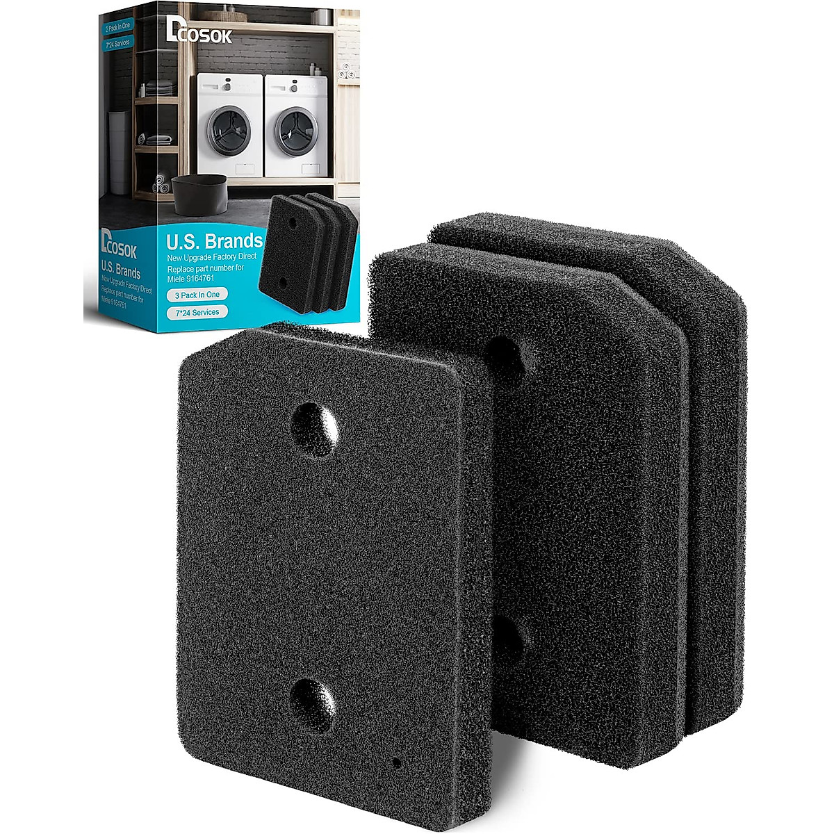 Plinth Filter Replacement for Miele T1 Dryer：9164761 Heat Pump Dryer, Dryer Spare Parts, Lint Filter Foam Sponge Replacement for Miele T1 Dryer (2)