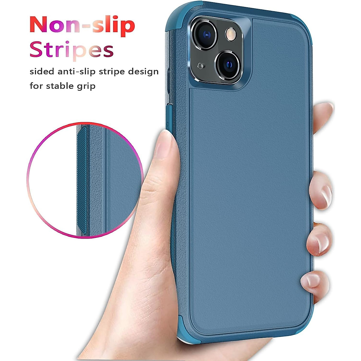 Diverbox for iPhone 13 Case [Shockproof] [Dropproof] [Tempered Glass Screen Protector + Camera Lens Protector],Heavy Duty Protection Phone Case Cover for Apple iPhone 13 (Blue)
