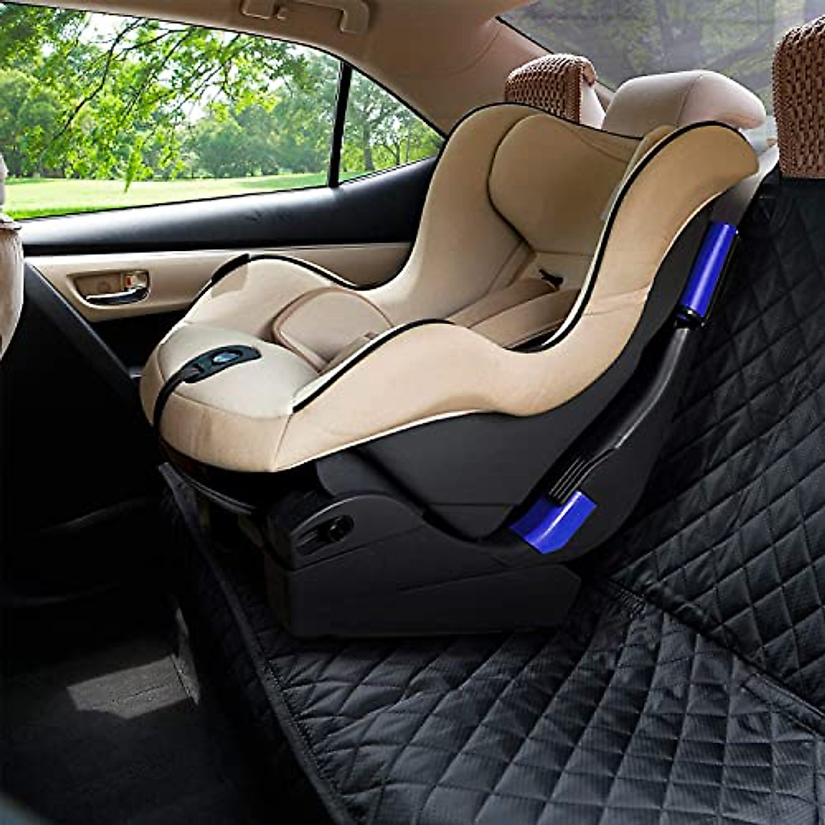 PETICON Dog Car Seat Covers for Back Seat, Waterproof Scratchproof Pet Bench Seat Covers for Cars, Trucks, SUVs, Nonslip Durable Back Seat Cover for Dogs, Washable Backseat Protection, Black