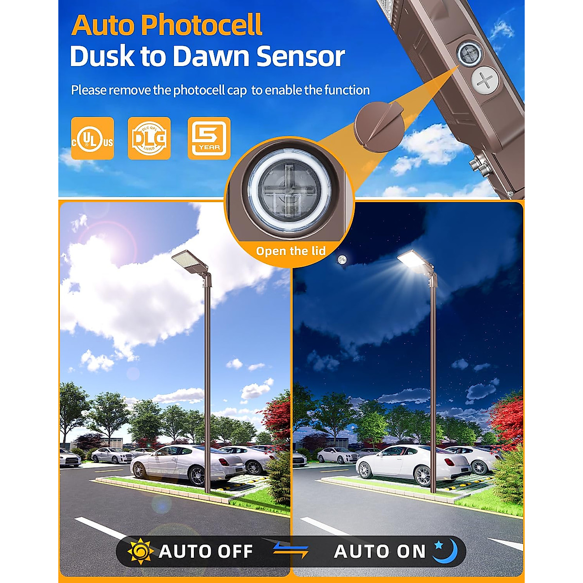 6PCS LED Parking Lot Lights 150W 120W 90W, LED Shoebox Light 5000K Adjustable Slip Fitter, UL Listed Outdoor Pole Light with Photocell, IP65 Waterproof Commercial Street Area Flood Lighting 100-277V