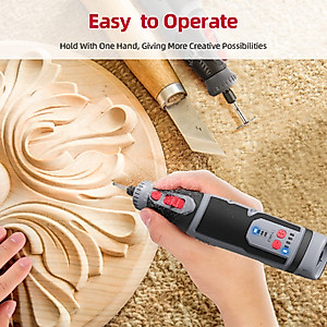 PioneerWorks 8V Mini Cordless Rotary Tool, 2.0 Ah Li-ion Battery Drive 5-Speed,Power Rotary Kit With 160 Accessories and LED Lights For Sanding,Polishing,Engraving,Drilling,Cutting