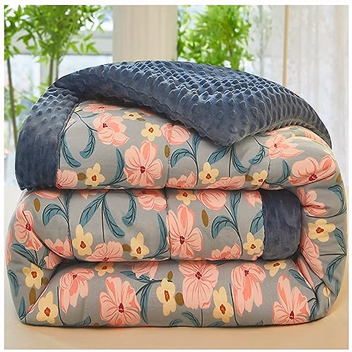 ZTGL Super Thickened Blanket, Lightweight Breathabl Velvet Quilt, Soft Fluffy 3D Three Dimensional Velvet Duvet, Autumn and Winter Warm Comforters Core,Flower m,150x200cm(2kg)