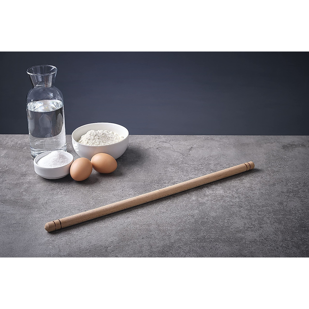 DESTALYA Wood Rolling Pin for Baking | 48 cm Wooden Roller for Dough Pastry Pizza Pasta Bread Cookie Pie Clay | Essential Kitchen Utensil