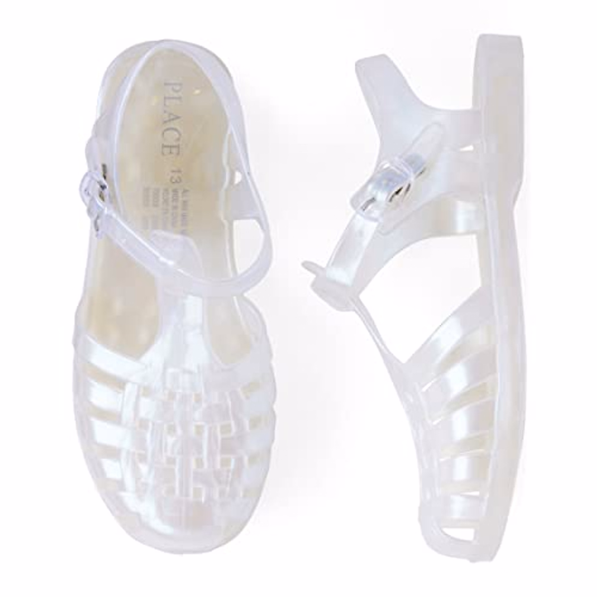 The Children's Place Girls Jelly Fishermen Sandals, Holographic, 2 Big Kid