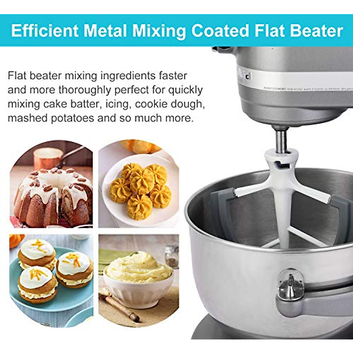 Lawenme Flex Edge Beater for Kitchenaid 6 Quart Bowl- Lift Stand Mixer, Beater Paddle with Scraper for 6 QT Bowl- Lift Mixers, Attachments for Mixer 6 qt