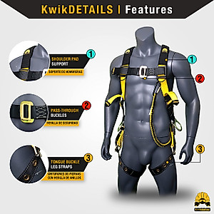 KwikSafety - Charlotte, NC - SUPERCELL Safety Harness [COMBO] Premium Shoulder Padding ANSI OSHA Full Body Fall Protection Work Equipment Construction Tower Climbing Roofing Forklift Aerial Boom Lift