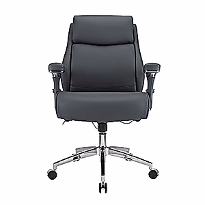 Realspace® Modern Comfort Keera Bonded Leather Mid-Back Manager's Chair, Gray/Chrome, BIFMA Certified