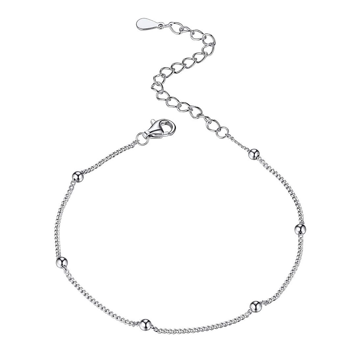 Silver Dainty Bead Chain Bracelet for Women, Hypoallergenic Sterling Silver Cute Delicate Tiny Satellite Chain Link Bracelet Minimalist Jewelry Gift for Best Friendfriend Mom