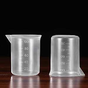 BESTOMZ Plastic Graduated Beakers Transparent Lab Measuring Cup 100mL Set of 6
