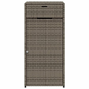 Gecheer Patio Storage Cabinet Outdoor Garden Storage Organizers Gray 21.7"x21.7"x43.7" Poly Rattan 0223078C 0224078C