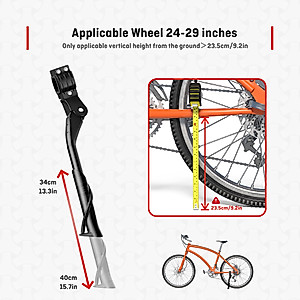 HENMI Bike Kickstand for Adult Bikes, Adjustable Bicycle Kickstand for Most 26"-29", Non-Slip Sole, Aluminum Alloy Material, Kickstand for Mountain Bike/Trek Bike
