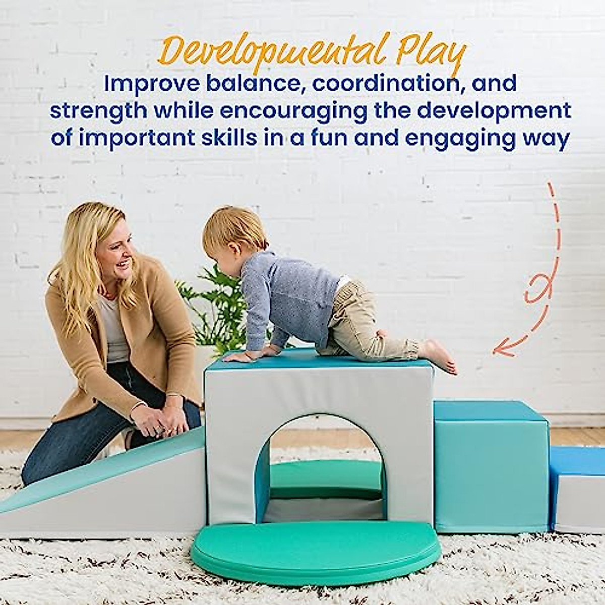 ECR4Kids SoftZone Single Tunnel Maze, Toddler Playset, Contemporary, 6-Piece