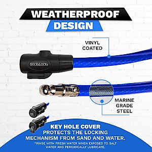 DocksLocks Weatherproof Security Cable Lock with Keys (5ft to 25ft Lengths) Anti-Theft for Kayak, Bike, Paddleboard, Scooter, Equipment, Bicycle 5ft