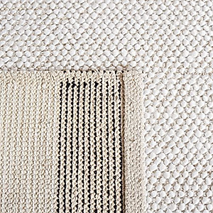 Safavieh Natura Collection Accent Rug - 4' x 6', Ivory & Black, Handmade Flat Weave Modern Stripe Wool, Ideal for High Traffic Areas in Entryway, Living Room, Bedroom (NAT324A)