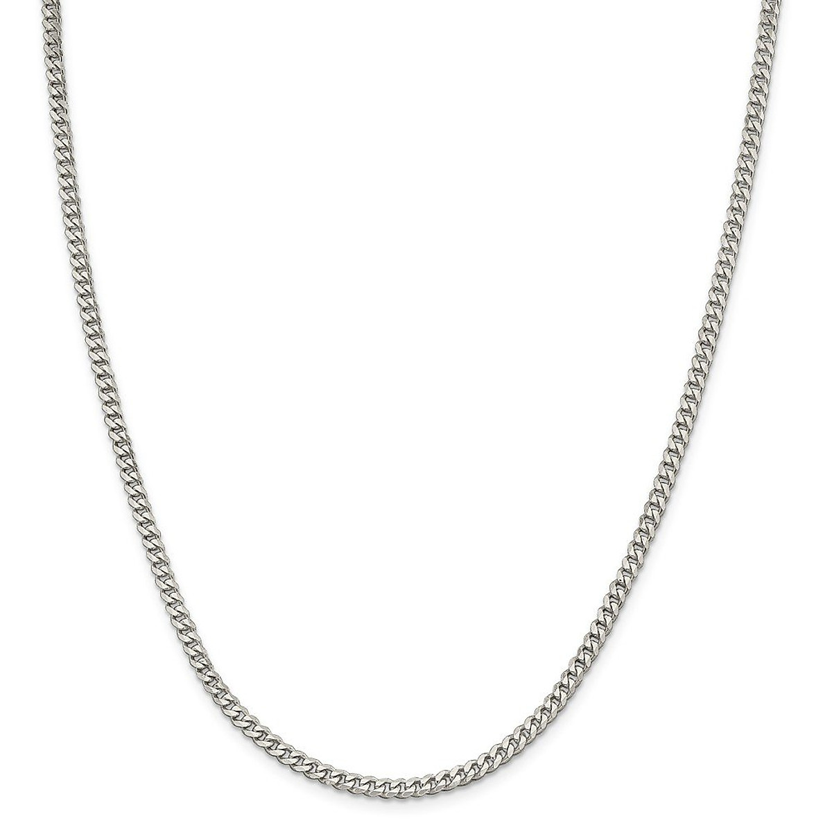 Solid 925 Sterling Silver 3.5mm Curb Cuban Chain Necklace - with Secure Lobster Lock Clasp 18"