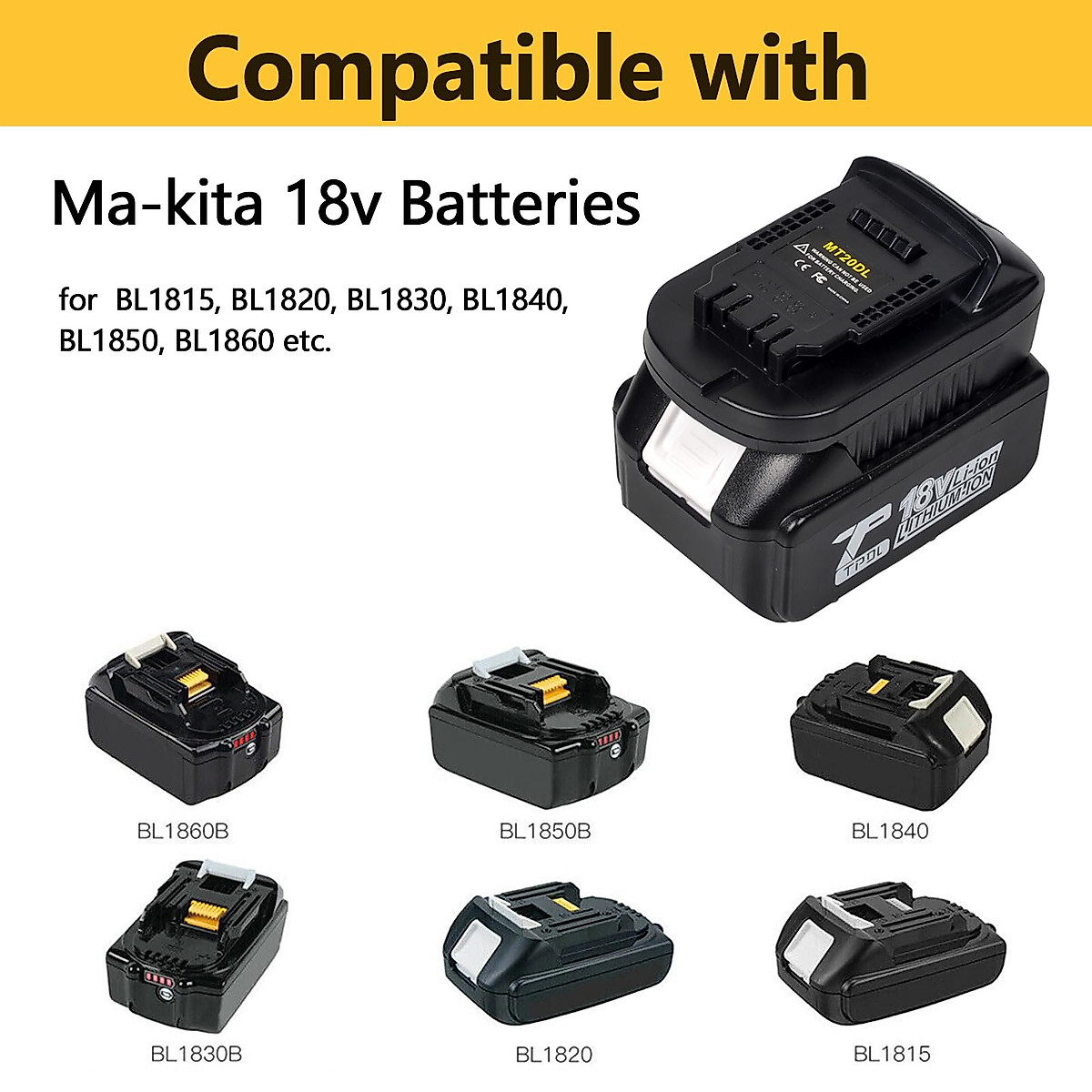 Echoyee MT20DL Battery Adapter, Compatible with Makita 18v Lithium Battery, Convert to Dewalt 18v-20v Lithium Batteries, Work Compatible with Dewalt 18v-20v Cordless Power Tools