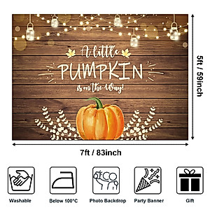 Avezano Little Pumpkin Baby Shower Backdrop Orange Pumpkin Patch Baby Shower Background Autumn Fall Rustic Boy Girl Sprinkle Baby Shower Backdrops Decorations 7x5ft