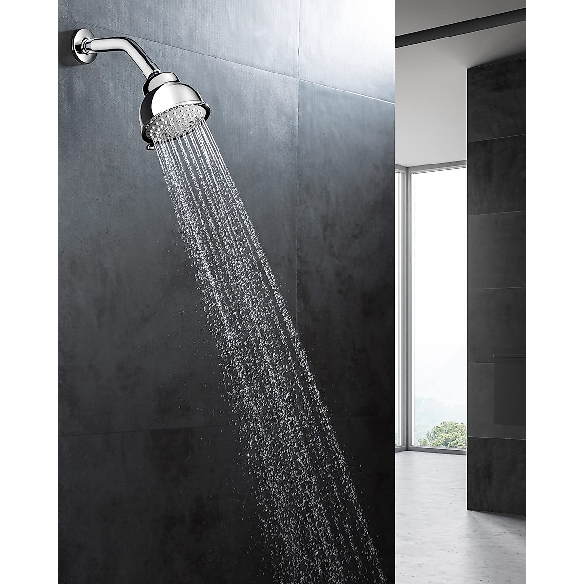 Shower Head High Pressure, Rain Shower Head, 4 Inch Detachable Showerheads, Tool-Free Installation, Automatic Cleaning, 5 Spray Settings, More Water Savings (2.5 GPM)