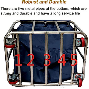 Large Stainless Steel Laundry Cart with Wheels,Basket Bulk Truck Commercial, Stainless Steel Heavy Duty Rolling Laundry Cart for Industrial/Home/Hotel