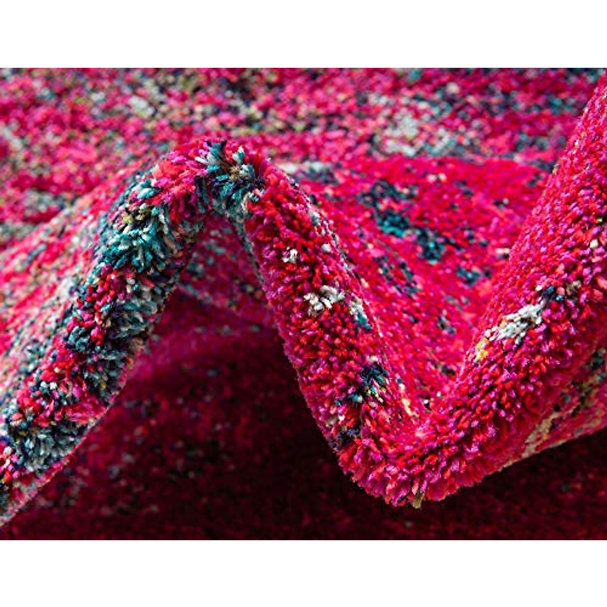 Unique Loom Vita Collection Saturated Over-Dyed Traditional Gradient Area Rug, 4 ft x 6 ft, Fuchsia/Light Blue