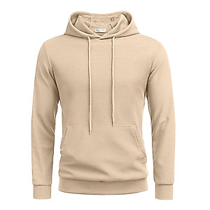 COOFANDY Men's Casual Hoodie Hipster Tactical Sweatshirt Athletic Pullover Hooded Sweatshirt Khaki