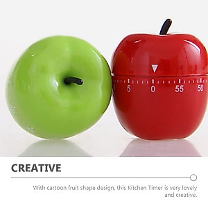 Cabilock 2Pcs Kitchen Cooking Timer Fruit Shaped Mechanical Timer Decorative Wind Up Countdown Alarm for Cooking Baking Study Classroom (Green+Red)