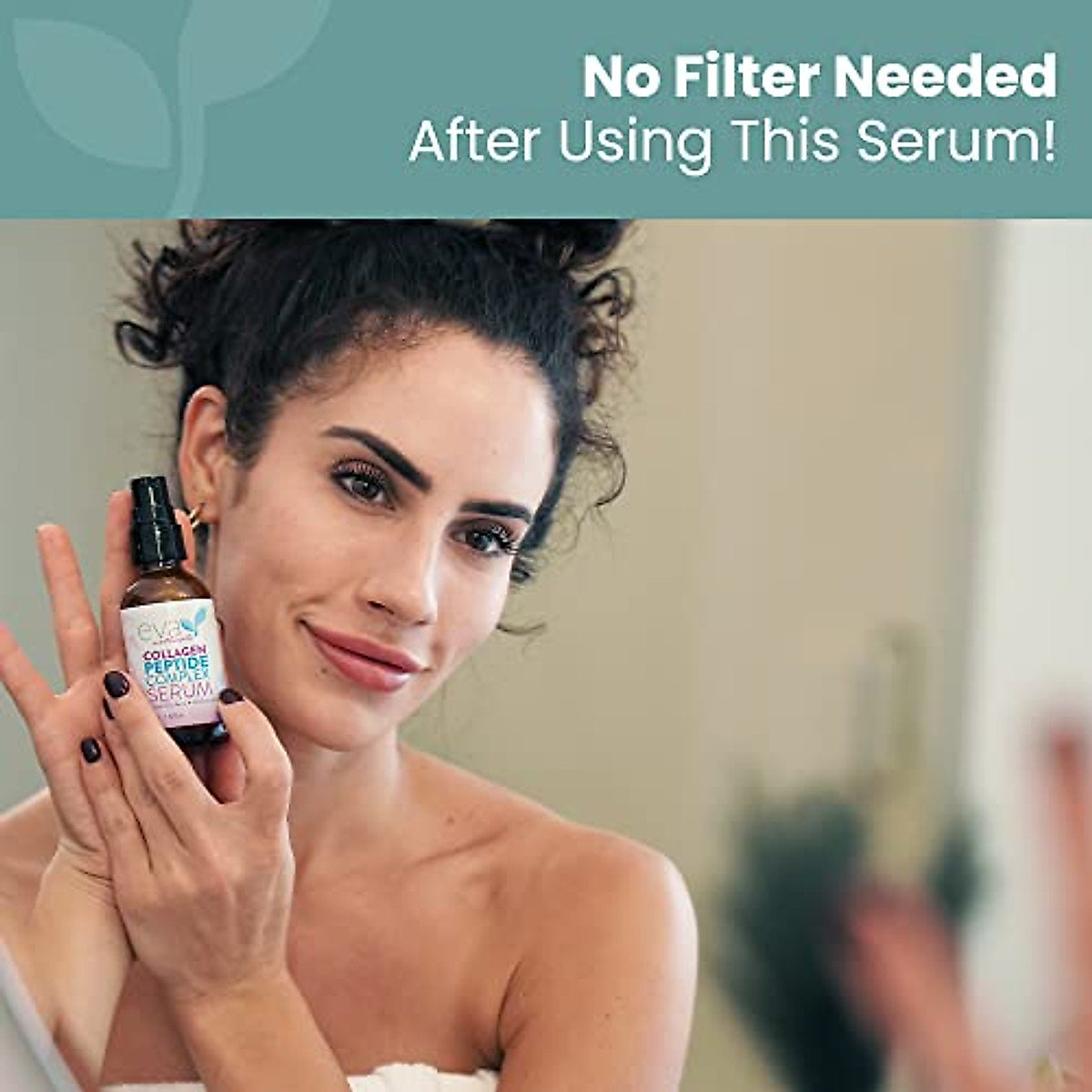 Collagen Peptide Serum - Anti Aging Collagen Serum for Face, Skin Brightening, Reduces Fine Lines & Wrinkles, Heals, and Repairs Skin, Microneedling Serum with Aloe Vera & Hyaluronic Acid - Peptide Complex Face Serum by Eva Naturals (2 oz)