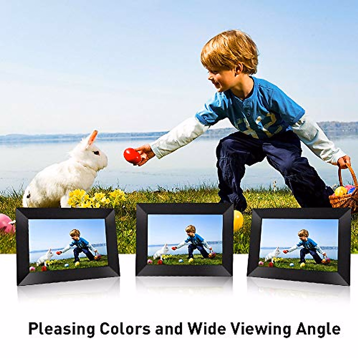 BIHIWOIA Digital Picture Frame Digital Photo Frame WiFi,1920 * 1200 IPS Touch Screen,Built-in 16GB Storage, HD Display, Auto-Rotate, Share Photos and Videos via Frameo App