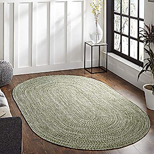 SUPERIOR Reversible Braided Indoor/Outdoor Area Rug, 5' x 8', Green-White