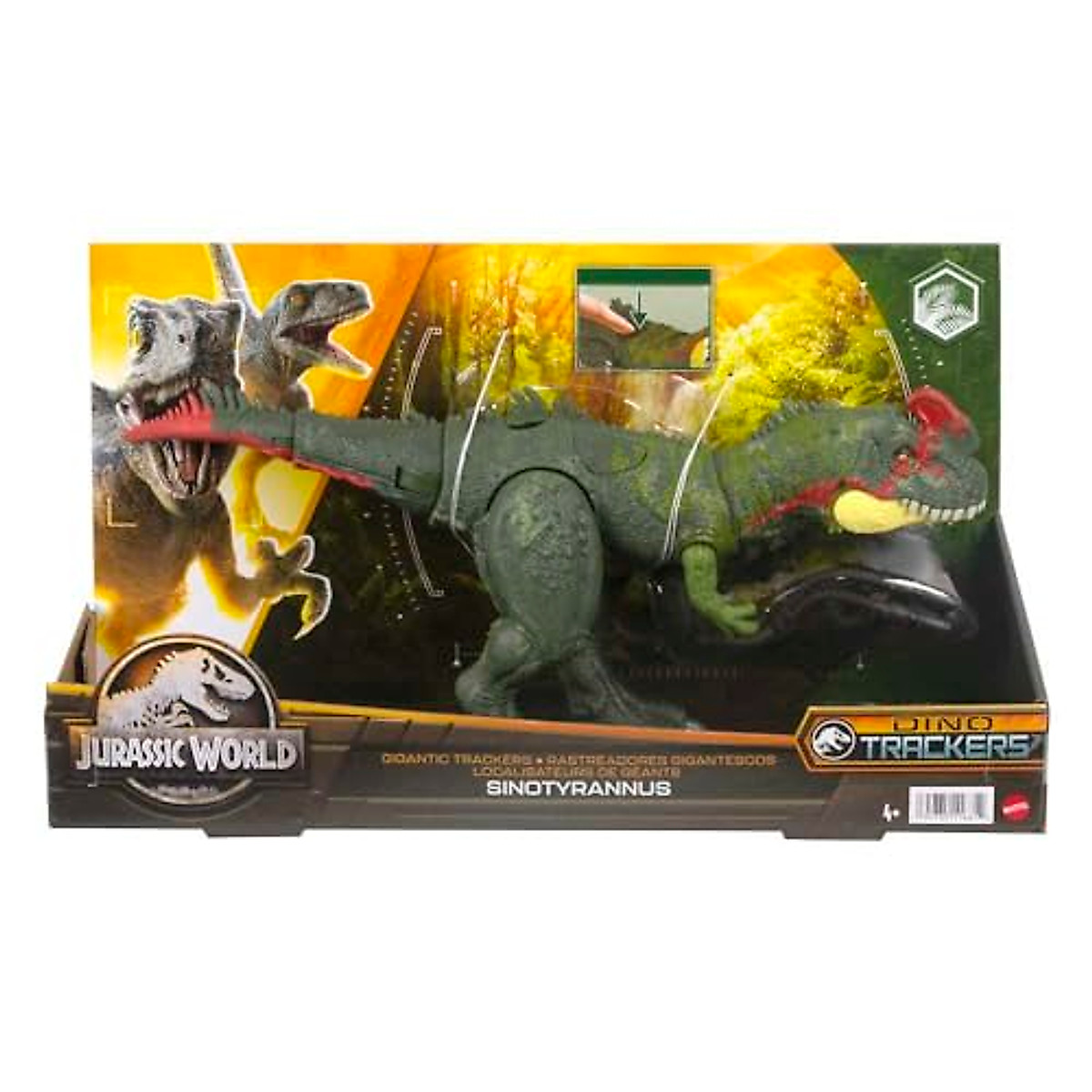 Mattel Jurassic World Dominion Gigantic Trackers Sinotyrannus Action Figure Toy with Attack Motion & Tracking Gear