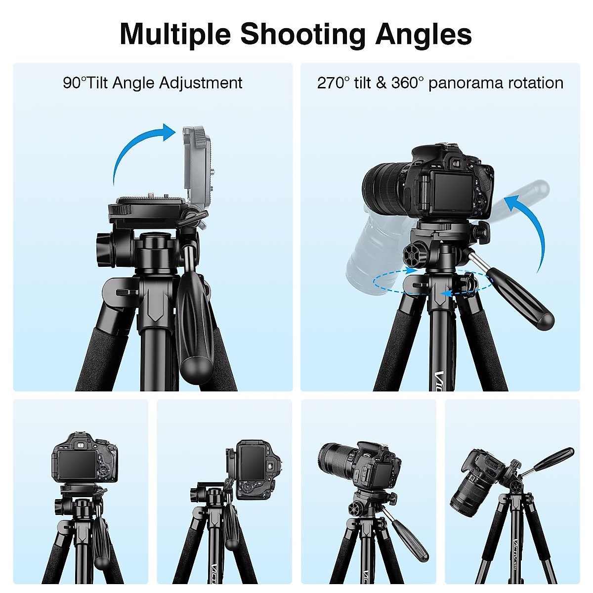 Tripod for Camera, 75 inch Tall Camera Tripod with Remote, Professional Heavy Duty Tripod for DSLR, Spotting Scopes, Binocular, Cell Phone, Compact Camera Stand Tripod, Compatible with Canon Nikon