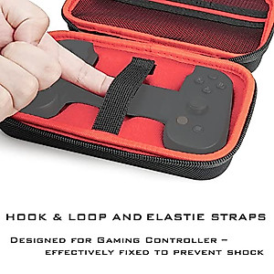 XORDING® Carrying Case Compatible with Backbone One, Nylon Hard Shell, Large Protective Carrying Case, with a Wristband, Keychain and net Pocket for Accessories (Black/Red)
