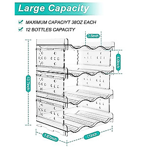 TYigao Water Bottle Organizer,4 Pack Stackable Cup Organizer for Cabinet,Countertop, Pantry and Fridge, Free-Standing Tumbler Kitchen Storage Holder for Wine and Drink Bottles,Clear Plastic