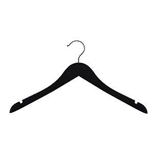 NAHANCO 20417 Wooden Top Hanger, Flat, 17", High Gloss Black Finish (Pack of 100)