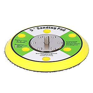Eujgoov 5in Sanding Pad, 12000RPM 5/16”Arbor with 24 Thread Mounts Hook and Loop PU Backing Plate for Drill Polishing Pad