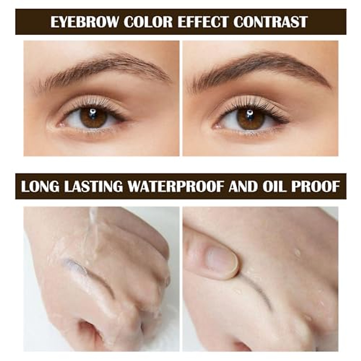 LSxia 2 Pcs Peel Off Tattoo Eyebrow Gel Set, Natural Color Eye-Brow Gel Long-Lasting Waterproof Eyebrow Tattoo, Easy Peel Off Eyebrow Brow Tattoo Makeup -Up To 3 Days (Brown)