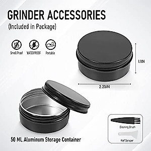ShauBaby Spice Grinder, 2.5-Inch 4 Piece Zinc Alloy Grinder with Storage Container
