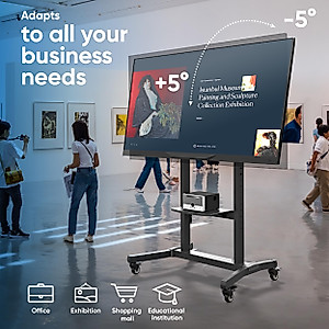 ONKRON Mobile TV Stand for 50-100 Inch TV up to 265 lbs, Heavy Duty TV Stand Adjustable Height with +5/-5° Tilt - max VESA 1000x600 Portable TV Stand on Wheels/TV Cart Rolling TV Stand Tall Black